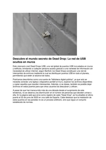 Descubre el mundo secreto de Dead Drop La red de USB ocultos...