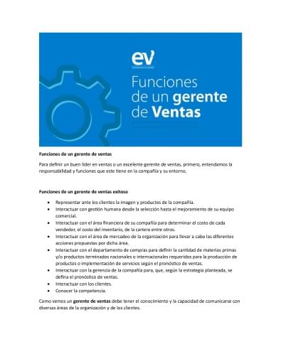 Funciones de un gerente de ventas