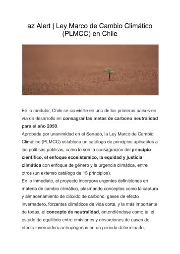 Ley marco de cambio climático (PLMCC) en Chile