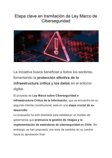 Etapa clave en tramitación de ley marco de ciberseguridad