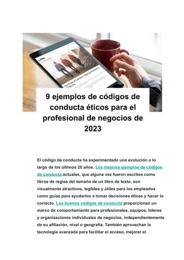 Ejemplos de códigos de conducta éticos para el...