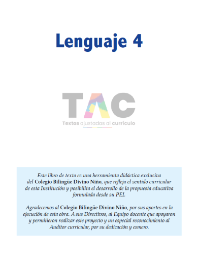 TAC Colegio Bilingüe Divino Niño Bucaramanga Lenguaje 4 2024...