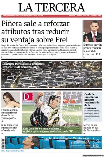 13-04-2009 La Tercera - Papel Digital La Tercera