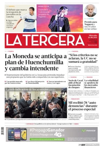 26-08-2015 La Tercera - Papel Digital La Tercera