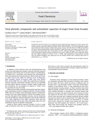 Total phenolic compounds and antioxidant capacities of major...