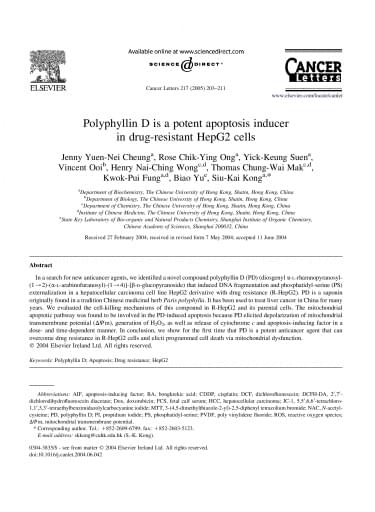 Polyphyllin D is a potent apoptosis inducer in drug-resistant...
