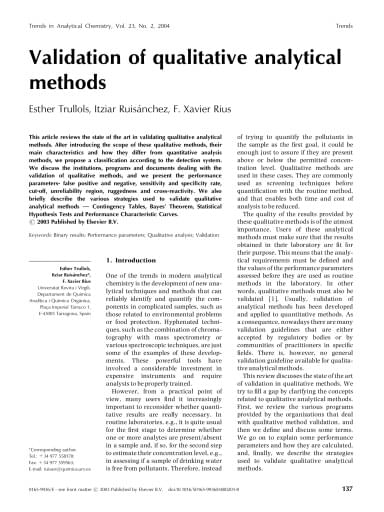 Validation of qualitative analytical methods