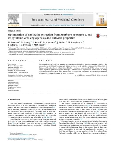 Optimization of xanthatin extraction from Xanthium spinosum...