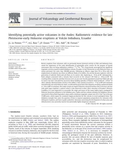 Identifying potentially active volcanoes in the Andes:...