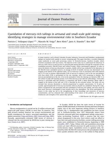Cyanidation of mercury-rich tailings in artisanal and...