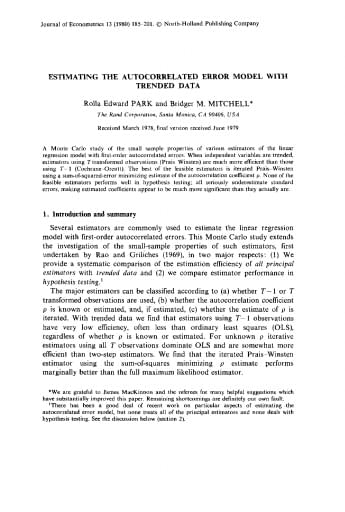 Estimating the autocorrelated error model with trended data