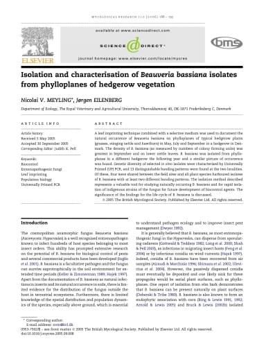 Isolation and characterisation of Beauveria bassiana...