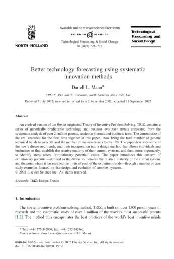 Better technology forecasting using systematic innovation...