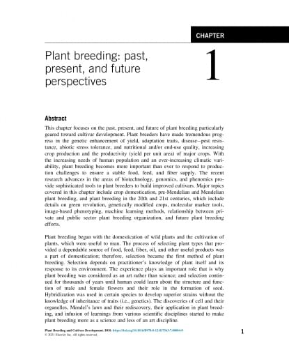 Plant breeding: past, present, and future perspectives