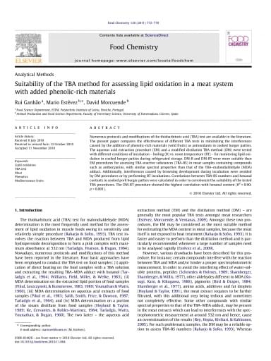 Suitability of the TBA method for assessing lipid...