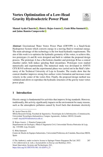 Vortex Optimization Of A Low Head Gravity Hydroelectric Power