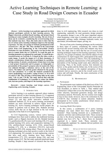 Active learning techniques in remote learning: a case...