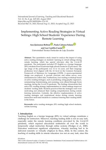 Implementing active reading strategies in virtual...