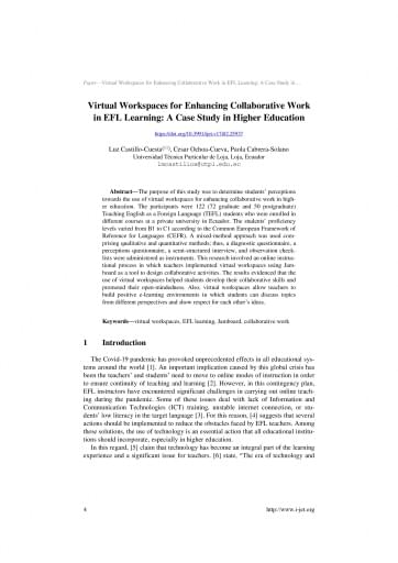 Virtual workspaces for enhancing collaborative work in...