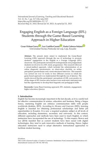 Engaging english as a foreign language (EFL) students...